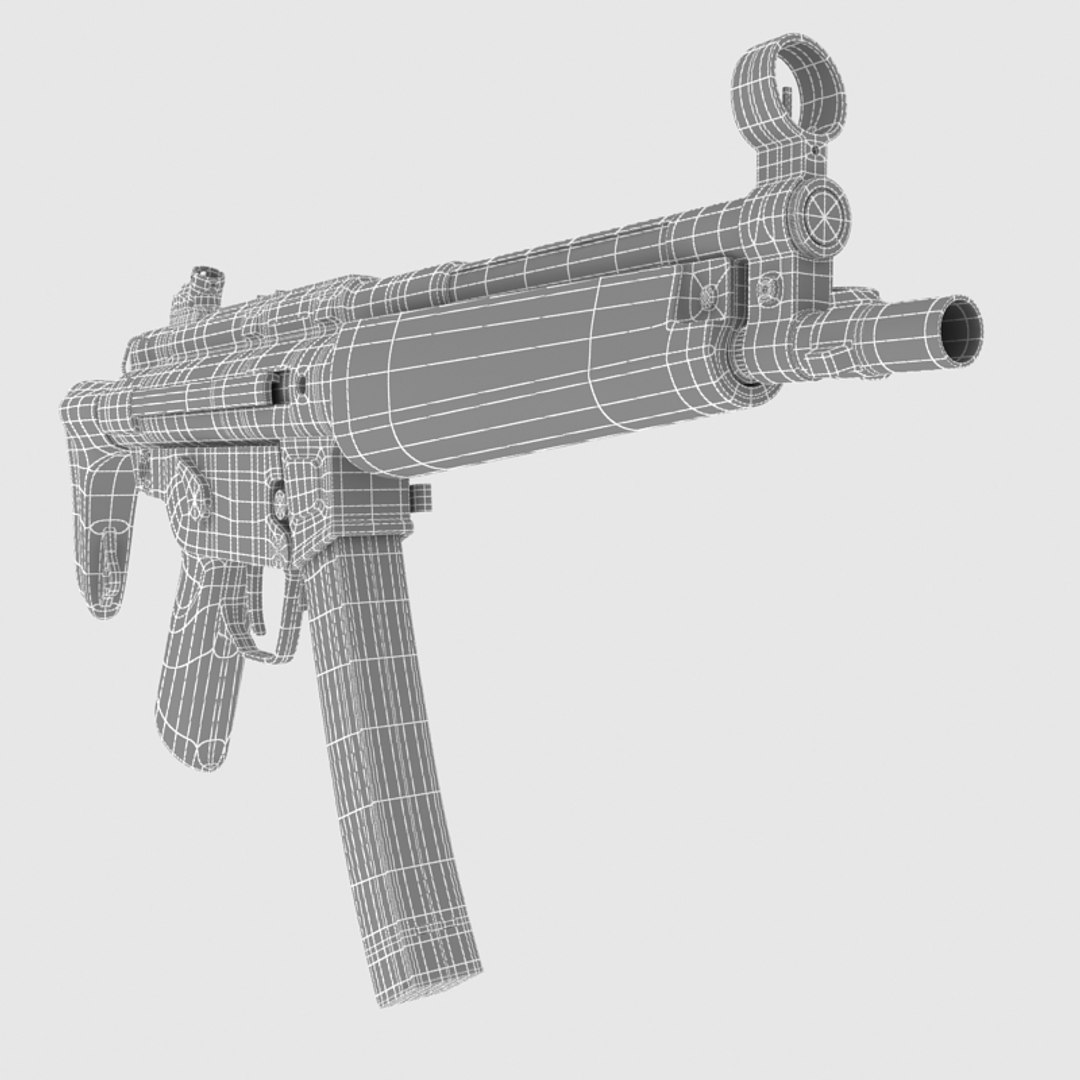 3d realistic submachine gun n
