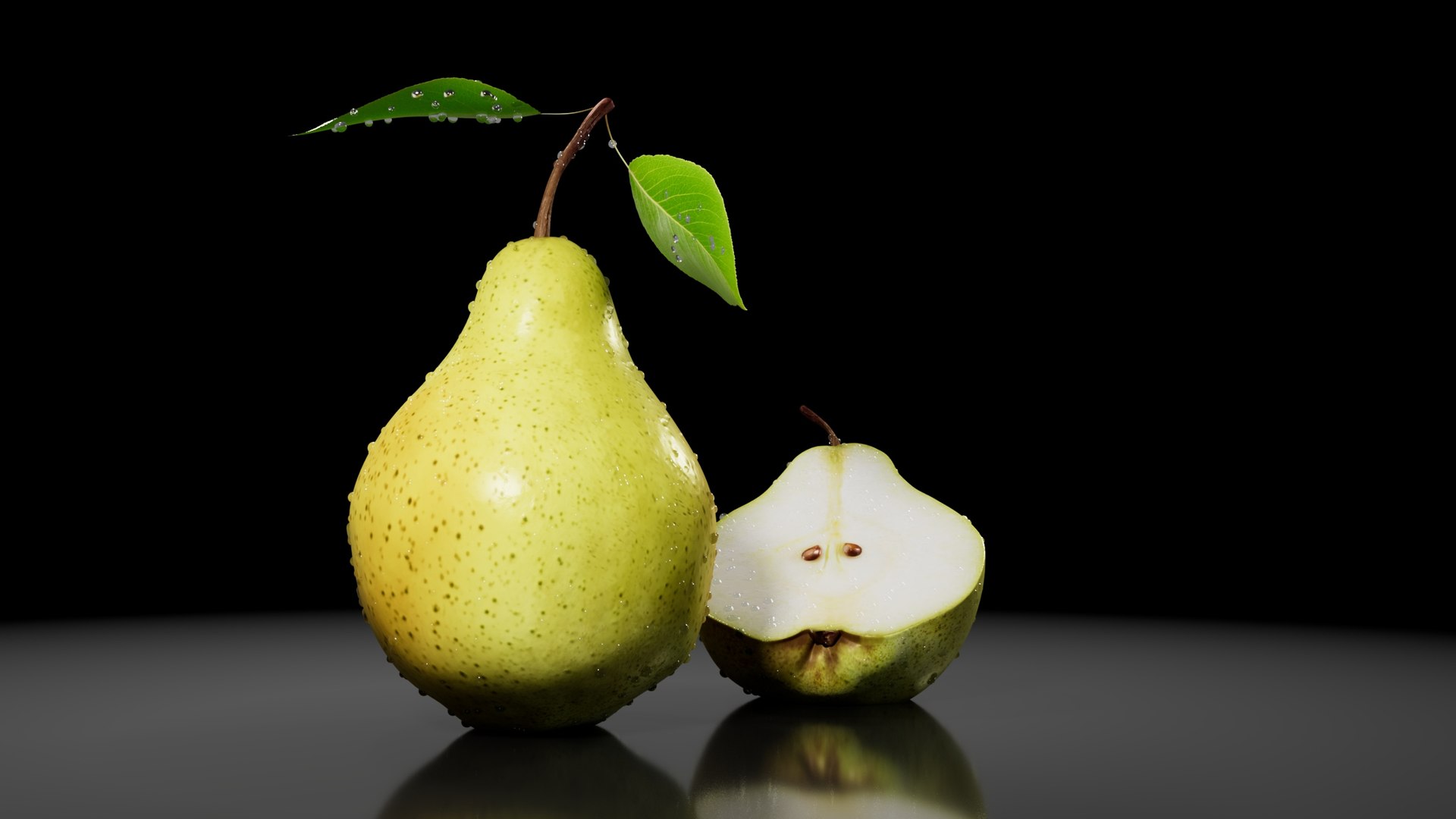 3D Pear And A Half With Water Droplets Model - TurboSquid 2243791
