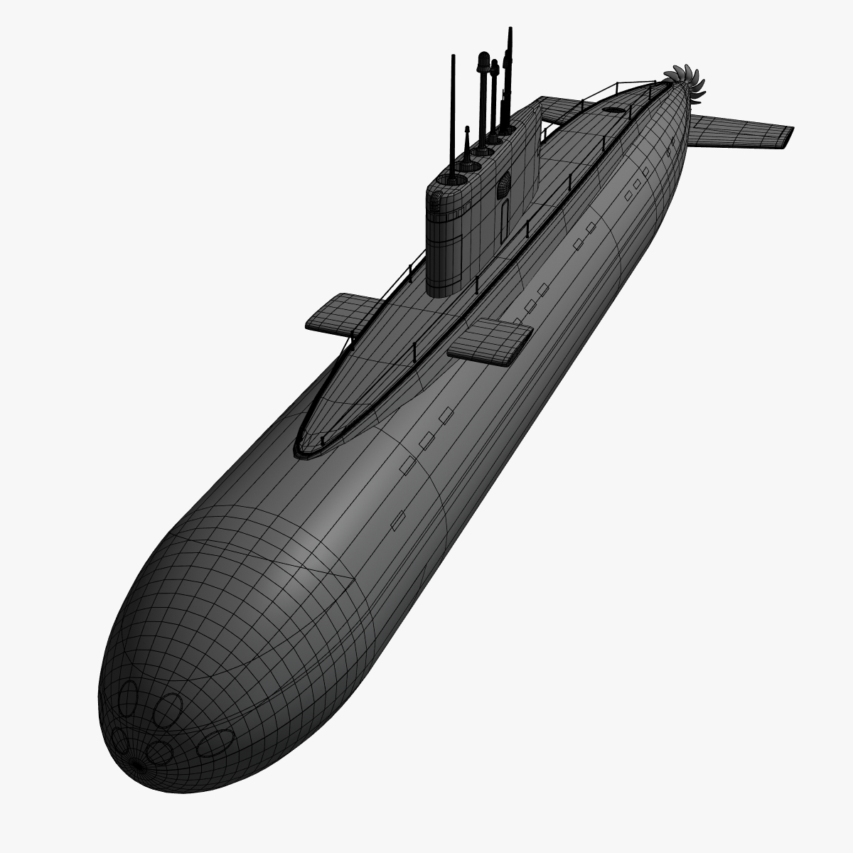russian kilo class submarine 3d model