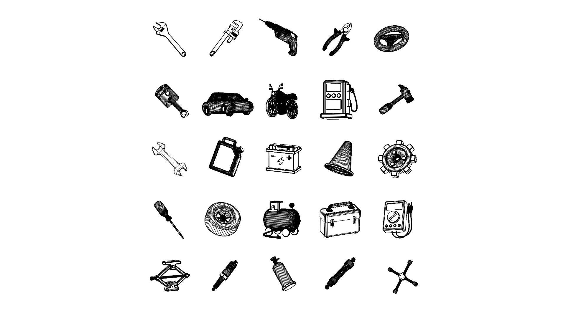 25 3D Automotive Icon Pack 3D - TurboSquid 2236091