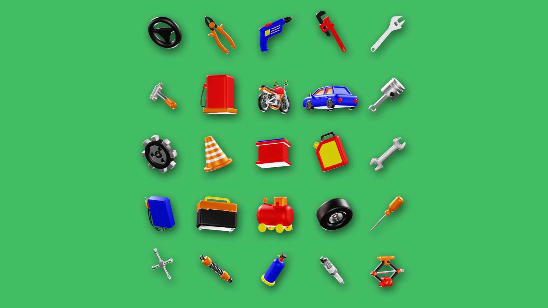25 3D Automotive Icon Pack 3D - TurboSquid 2236091