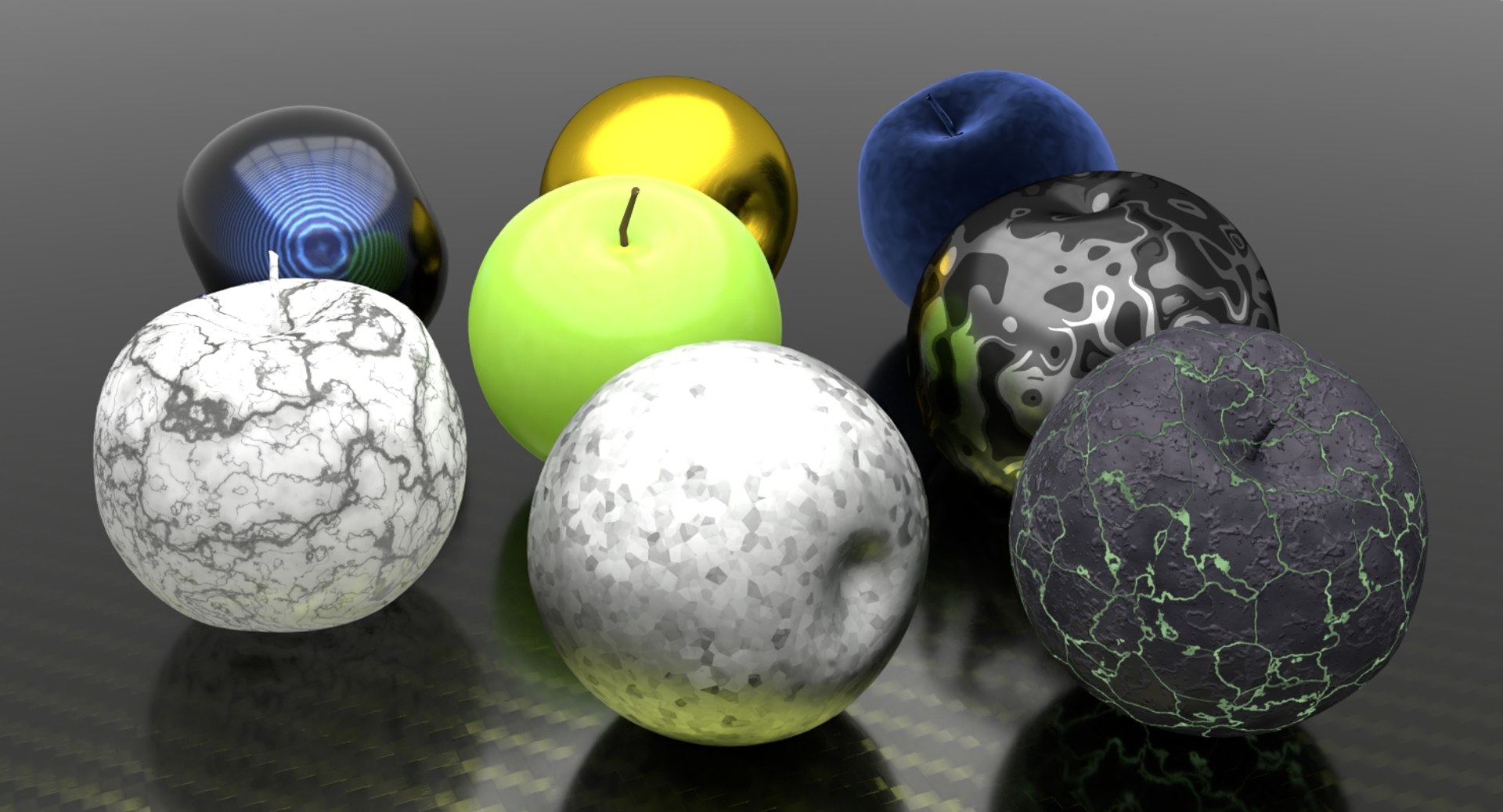 3D Apples Different Materials Model - TurboSquid 1270183