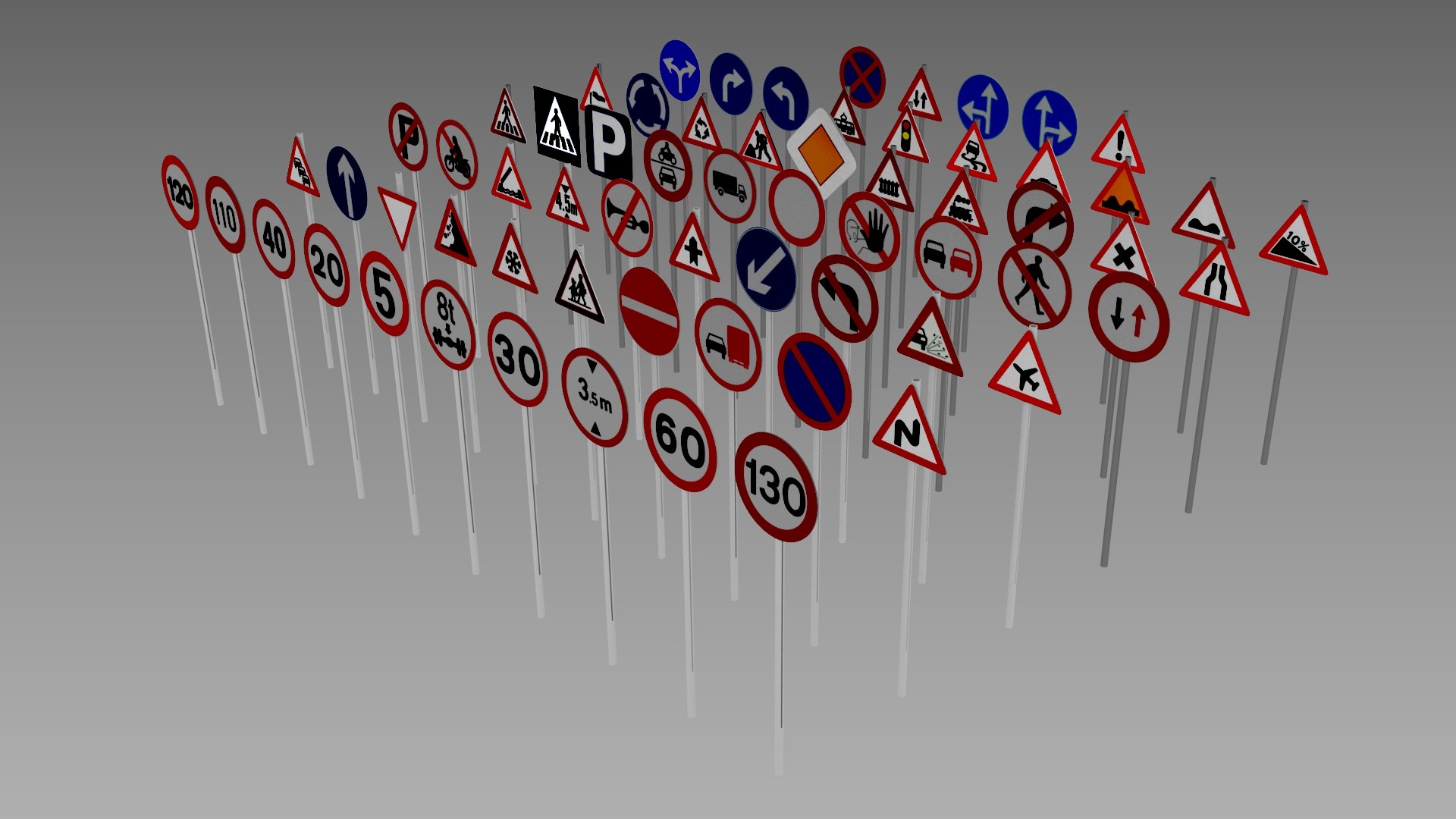Pack Road Signs 3d Model