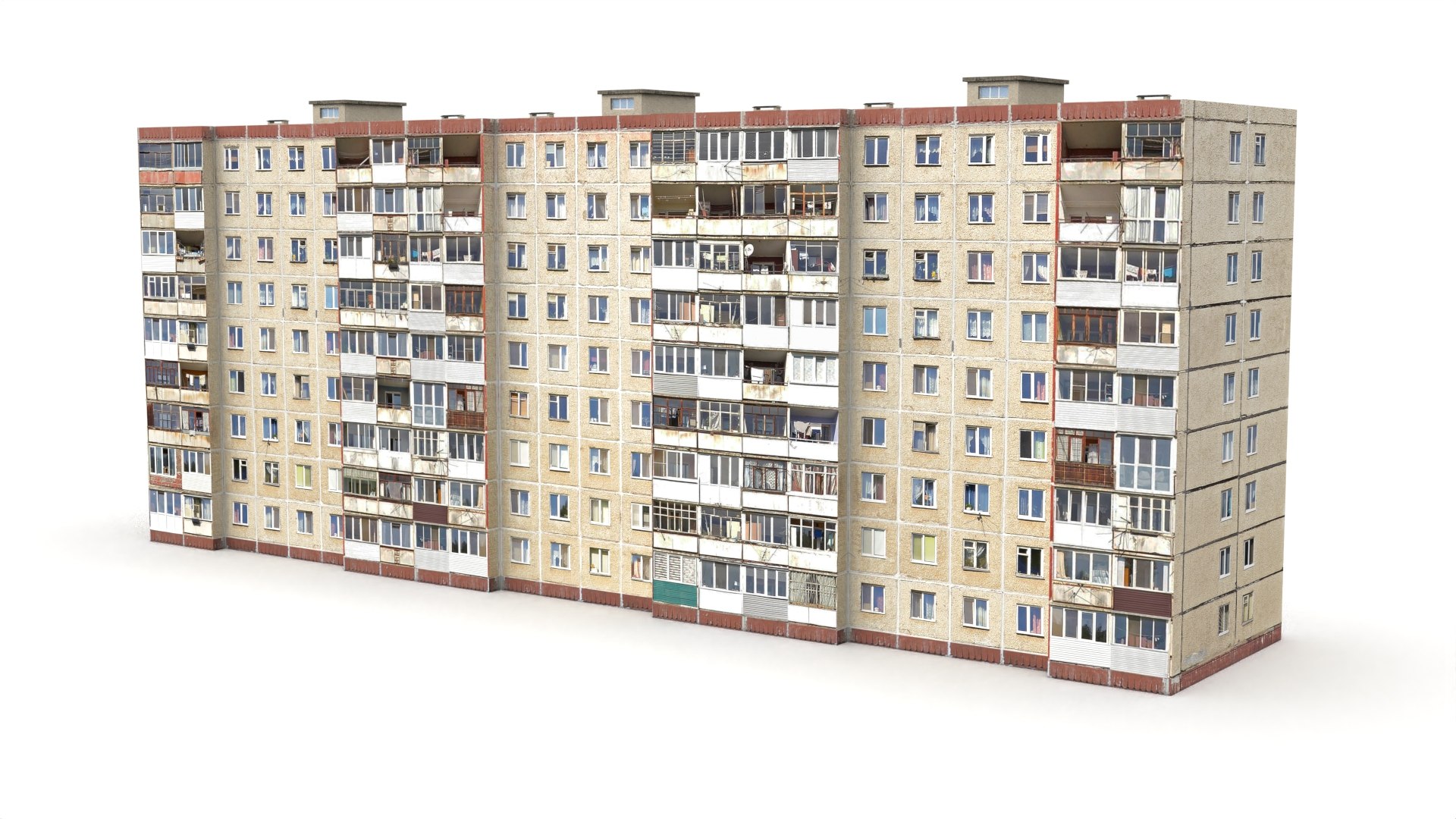 Nine-storey Residential Building 3D Model - TurboSquid 1837768