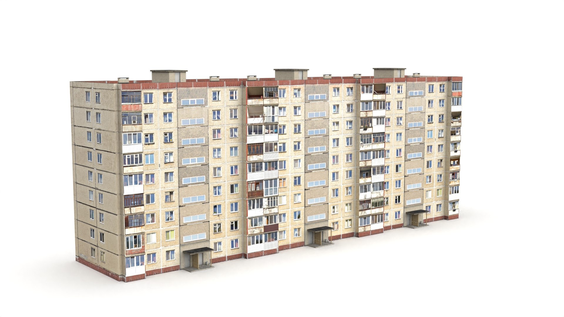 Nine-storey Residential Building 3D Model - TurboSquid 1837768