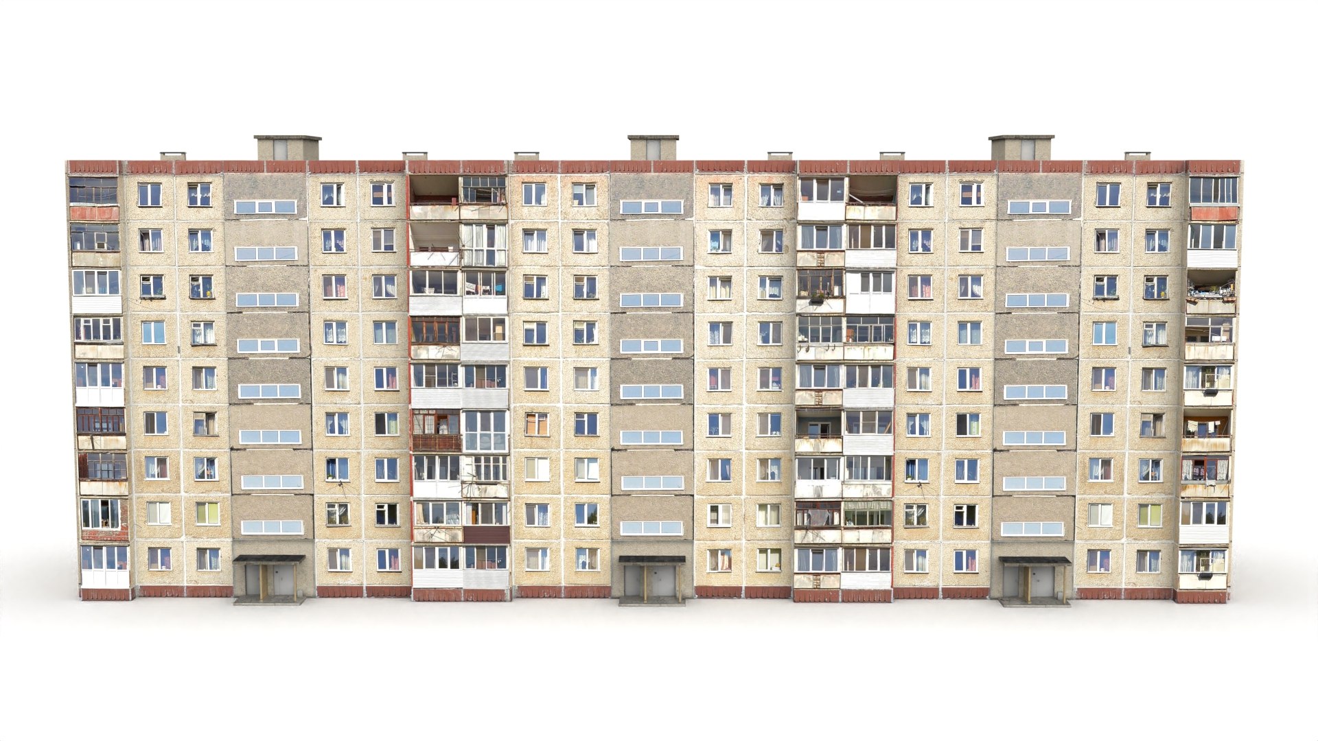 Nine-storey Residential Building 3D Model - TurboSquid 1837768