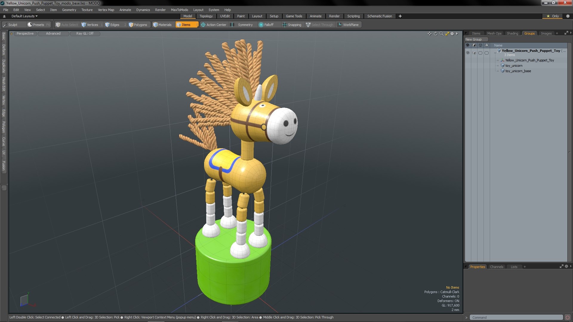 3D Model Yellow Unicorn Push Puppet Toy - TurboSquid 2015844