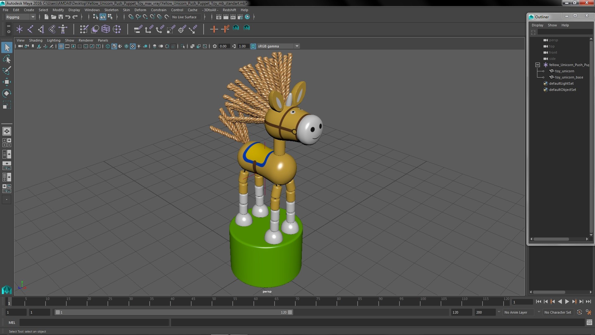 3D Model Yellow Unicorn Push Puppet Toy - TurboSquid 2015844