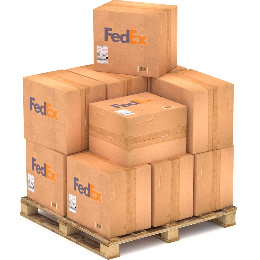 3D Fedex Cardboard Box with Pallet model - TurboSquid 1816018