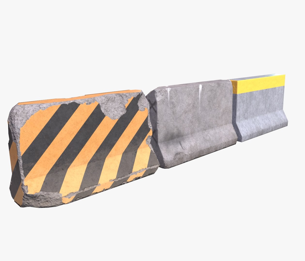Concrete Road Barrier Props 3d Model