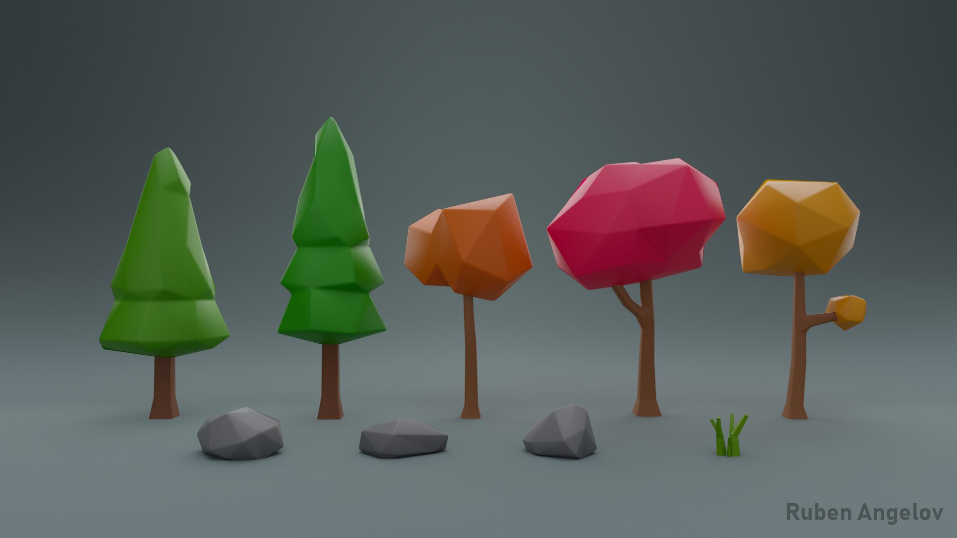 Pack Tree Rock Model - TurboSquid 1395541