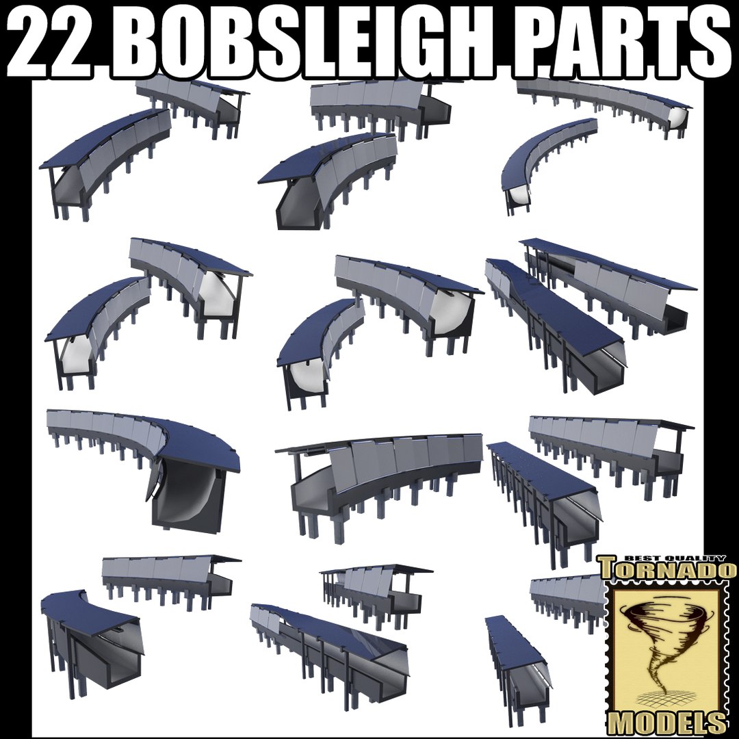 3d bobsleigh track parts sleds