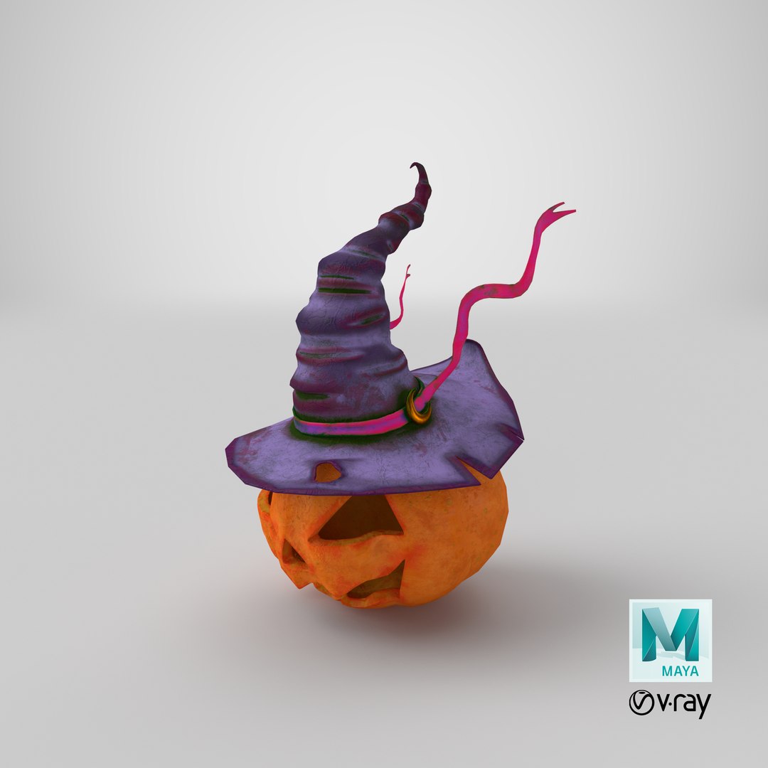 3D witch hat pumpkin face model - TurboSquid 1519239