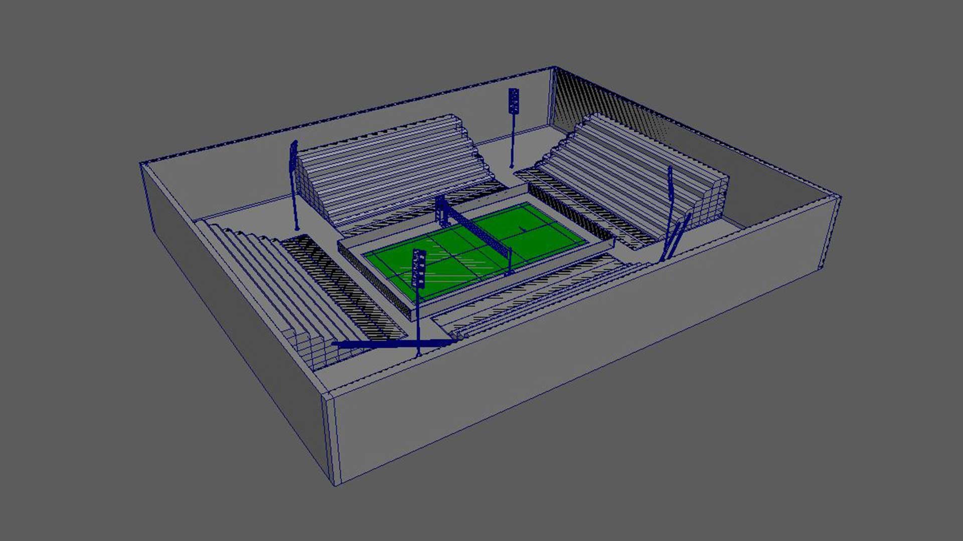 Badminton Court With Racket And Shuttle 3D - TurboSquid 2137147