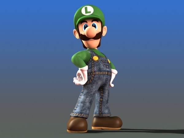 nintendo video character luigi 3d model