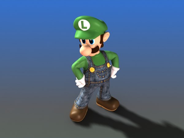 nintendo video character luigi 3d model