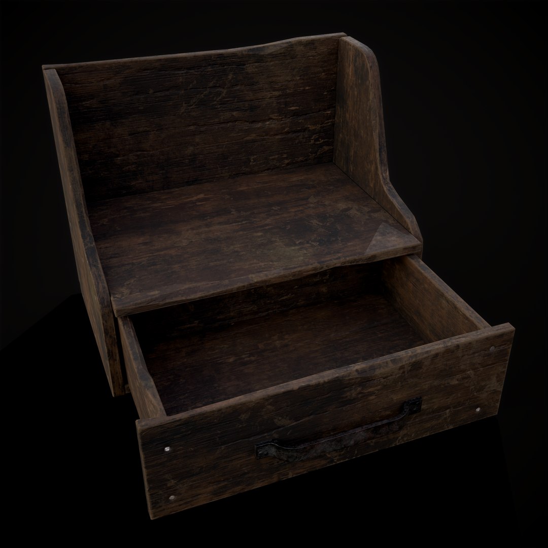 Rustic Wooden Bedside Table Top Drawer model - TurboSquid 1961823