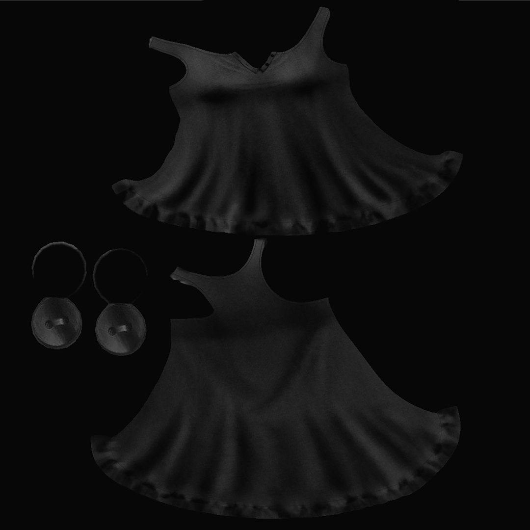 Drape Back Ruffled Bottom Long Tank Top model - TurboSquid 1832022