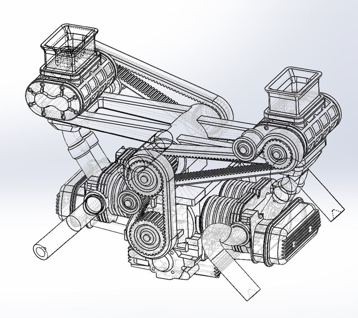 3D model Diecast Flat 4 engine with double supercharger Scale 1 to 25 ...
