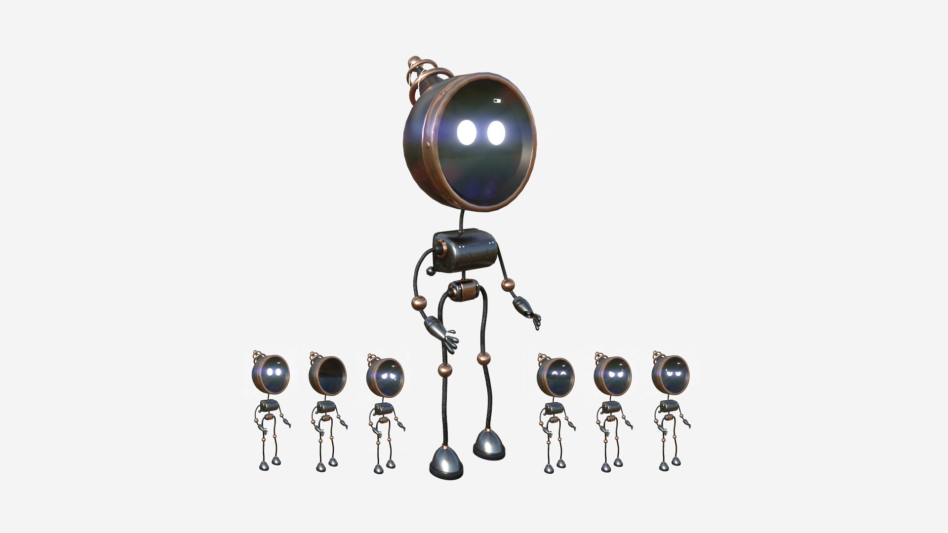 3D Model Cute Robot D10 Metal - SciFi Character Design - TurboSquid 1868306