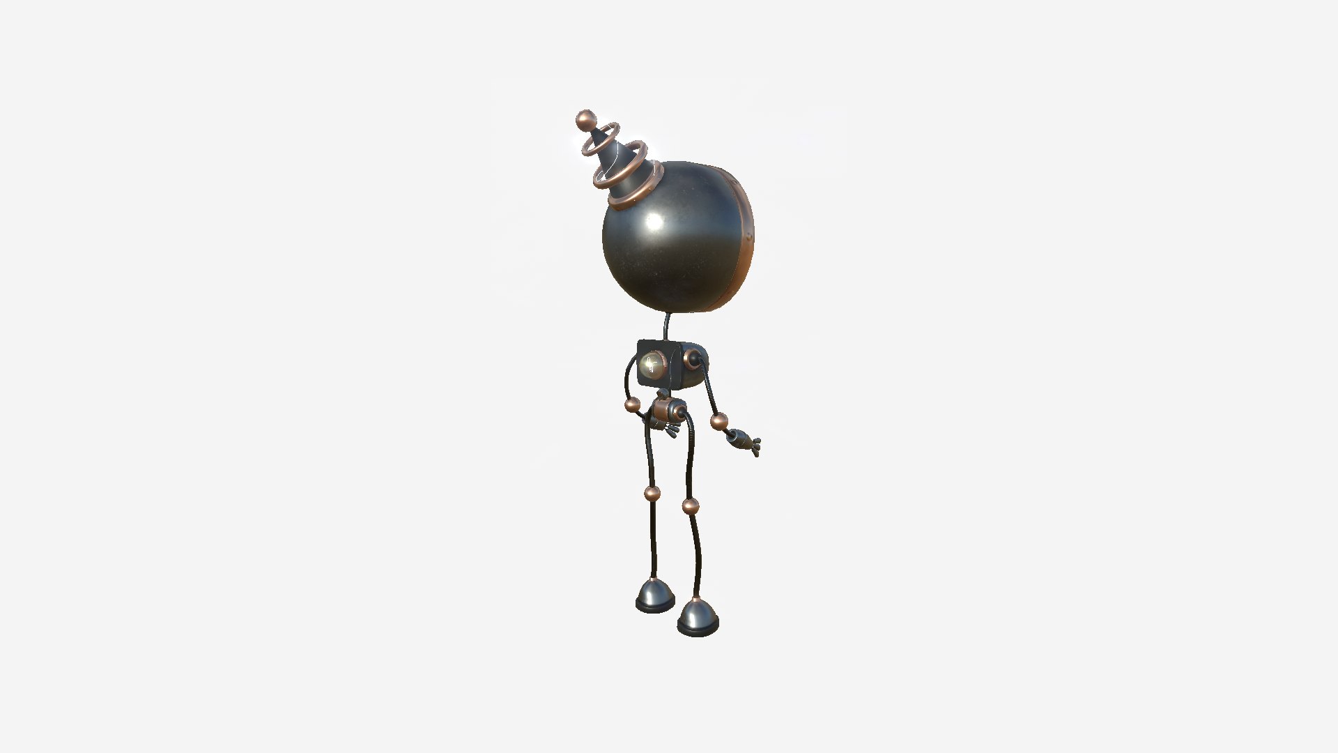 3D Model Cute Robot D10 Metal - SciFi Character Design - TurboSquid 1868306