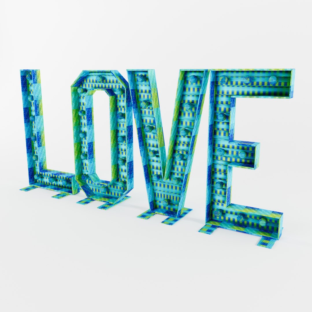 3D Love Sign With Light Bulbs Model - TurboSquid 2408479