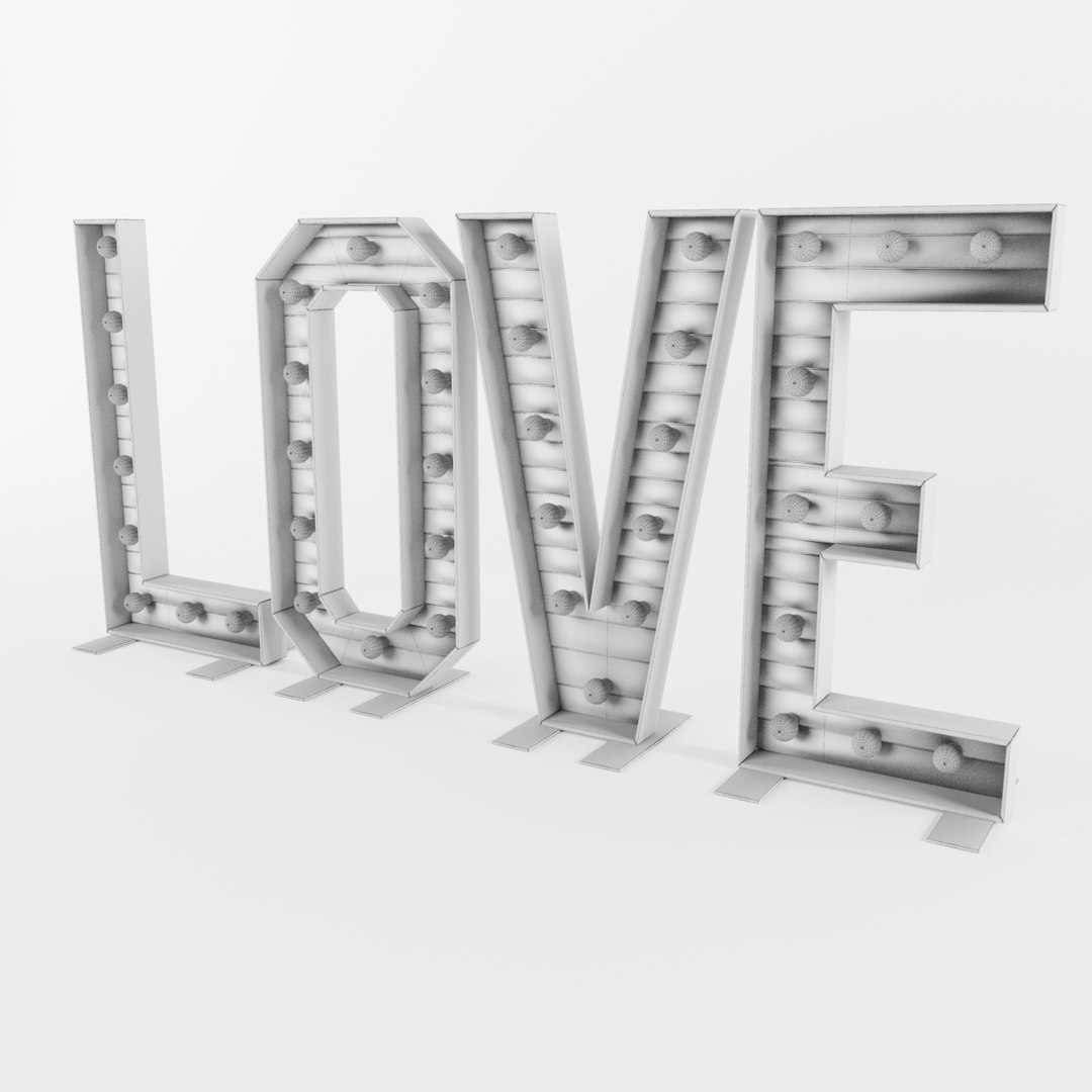 3D Love Sign With Light Bulbs Model - TurboSquid 2408479