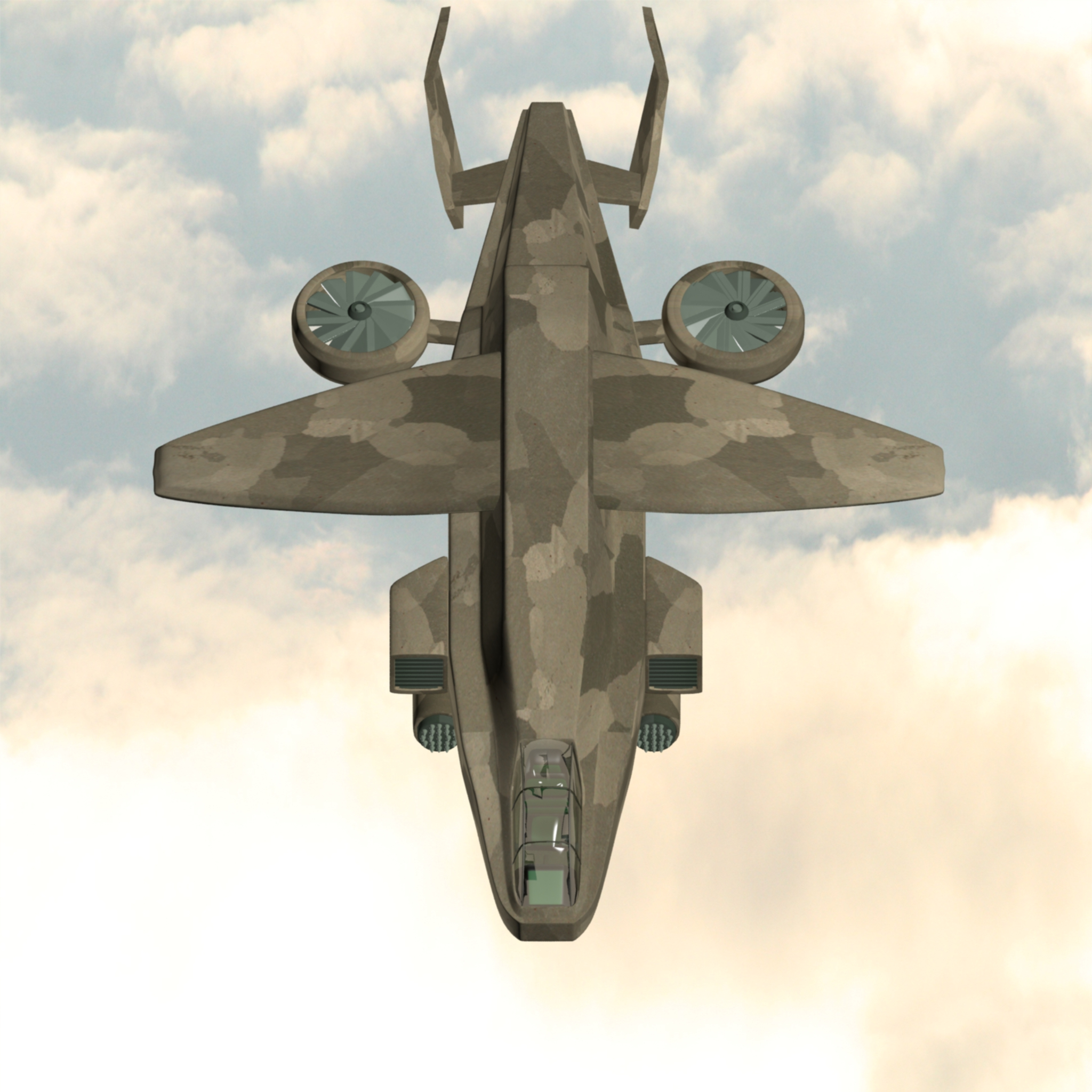 modern camouflage vtol 3d model