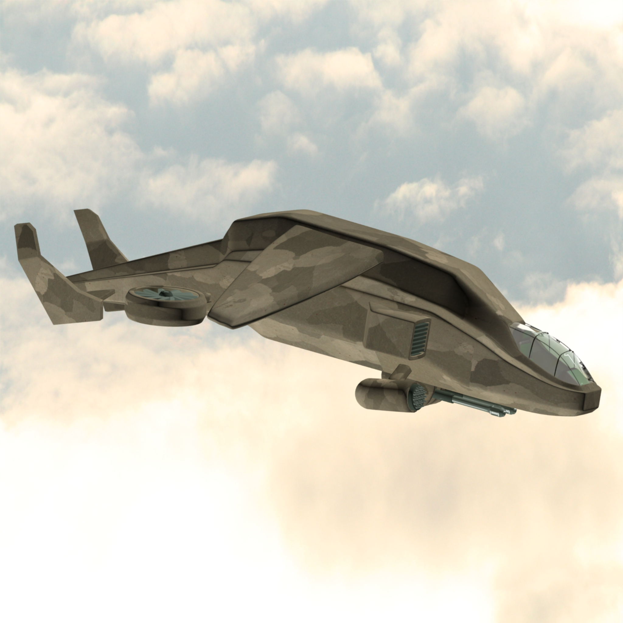modern camouflage vtol 3d model