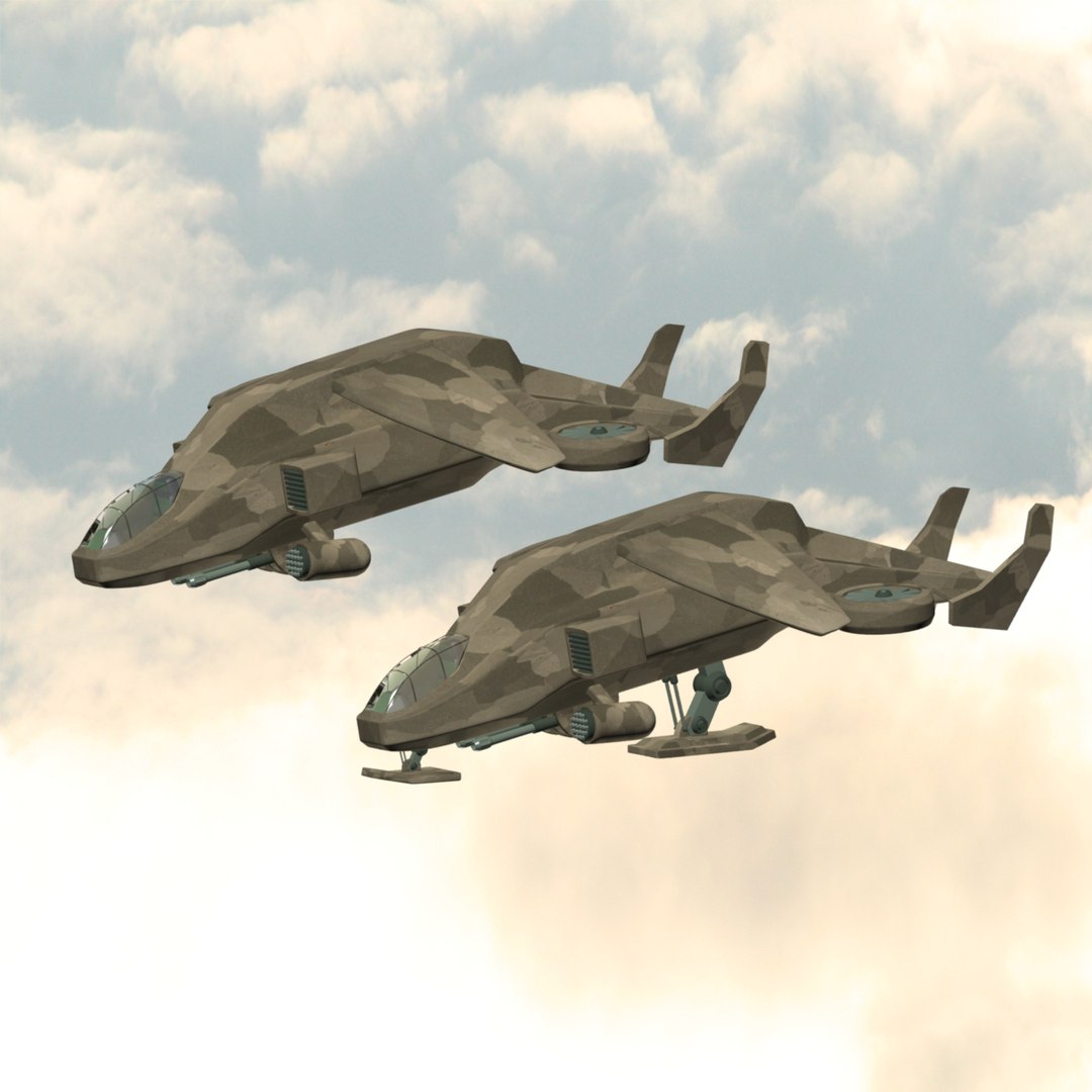 Modern Camouflage Vtol 3d Model