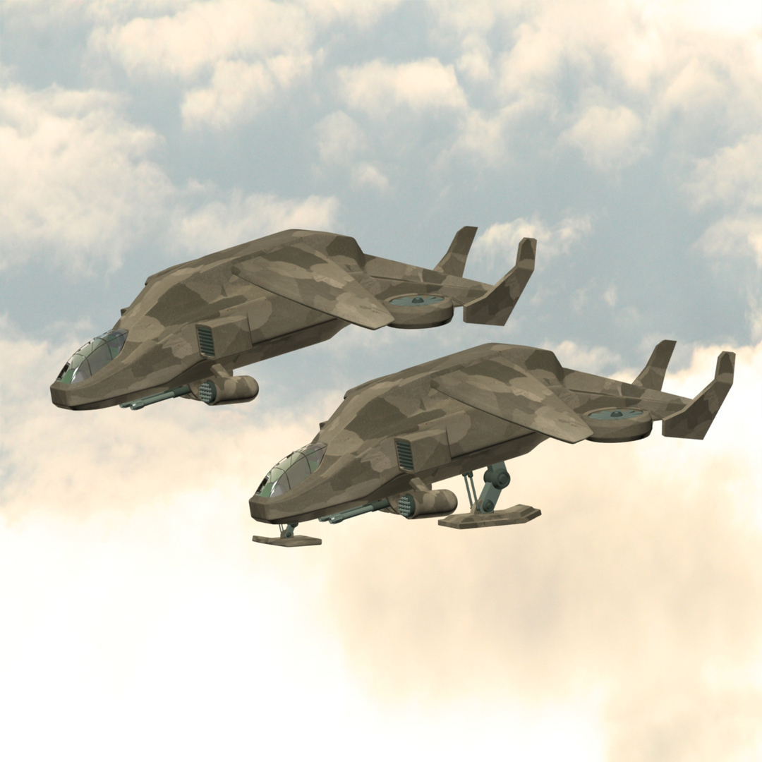 modern camouflage vtol 3d model