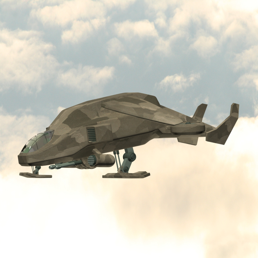 modern camouflage vtol 3d model