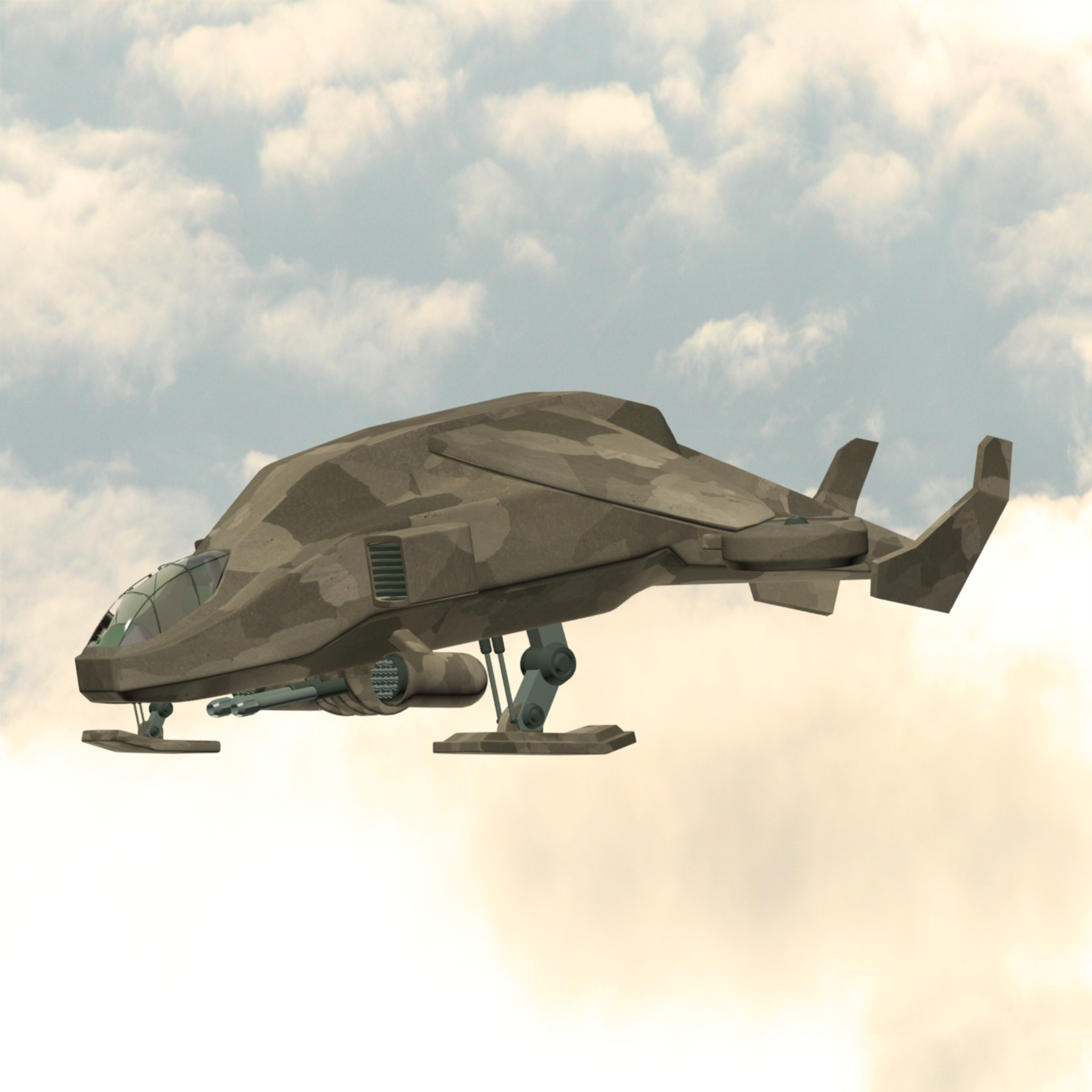 modern camouflage vtol 3d model