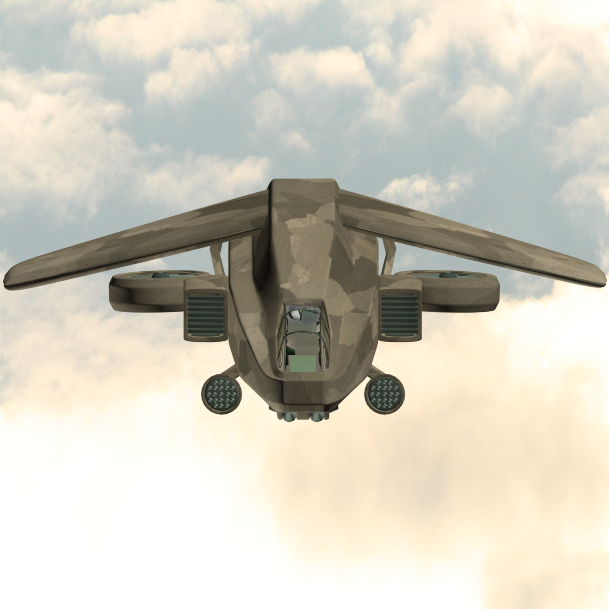 modern camouflage vtol 3d model