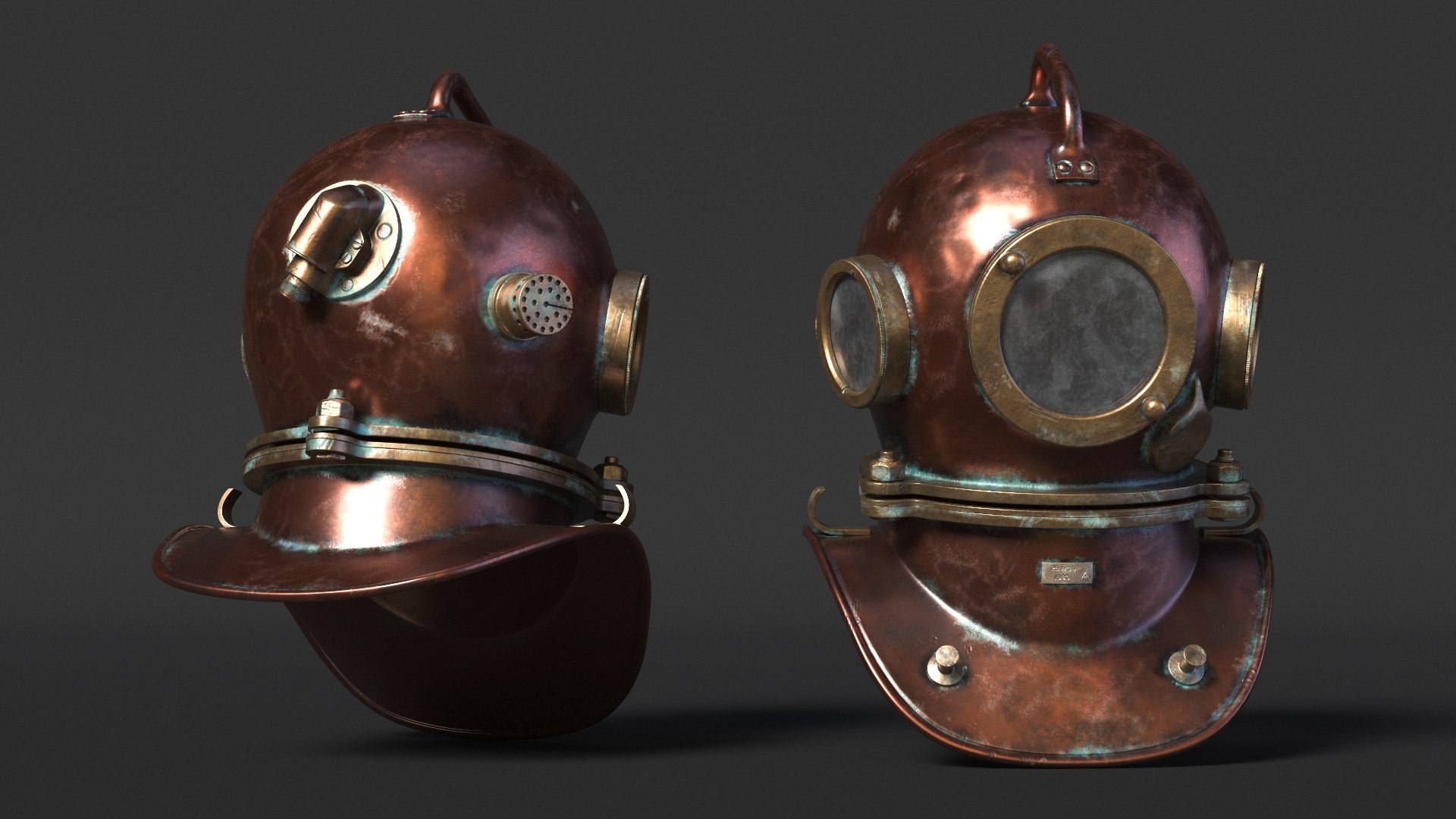 3D Worn Copper Diving Helmet - TurboSquid 2314696