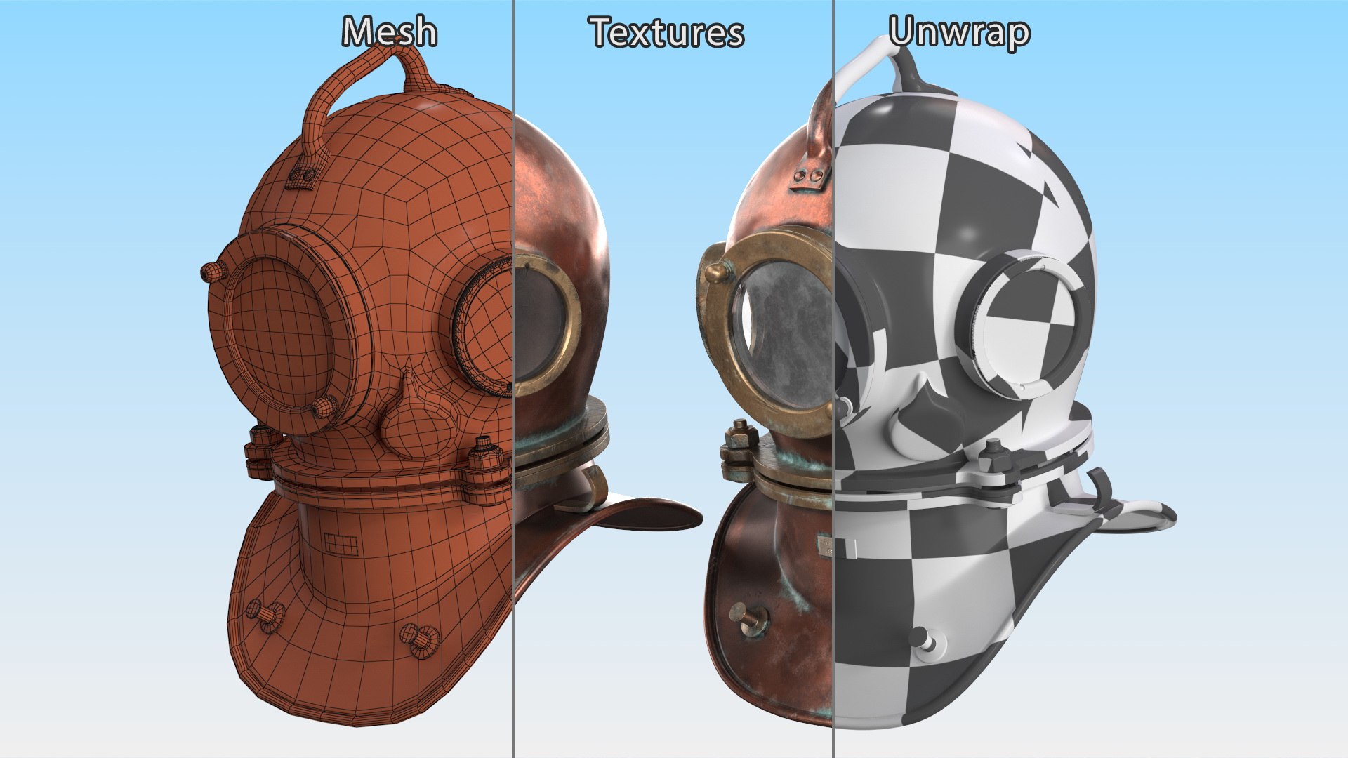 3D Worn Copper Diving Helmet - TurboSquid 2314696