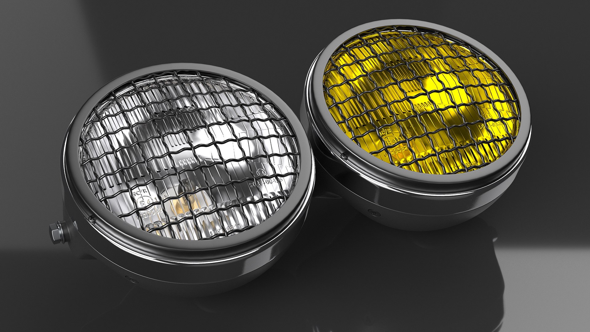 Motorcycle Headlight Pair With Mesh Grill 3D Model - TurboSquid 2270317