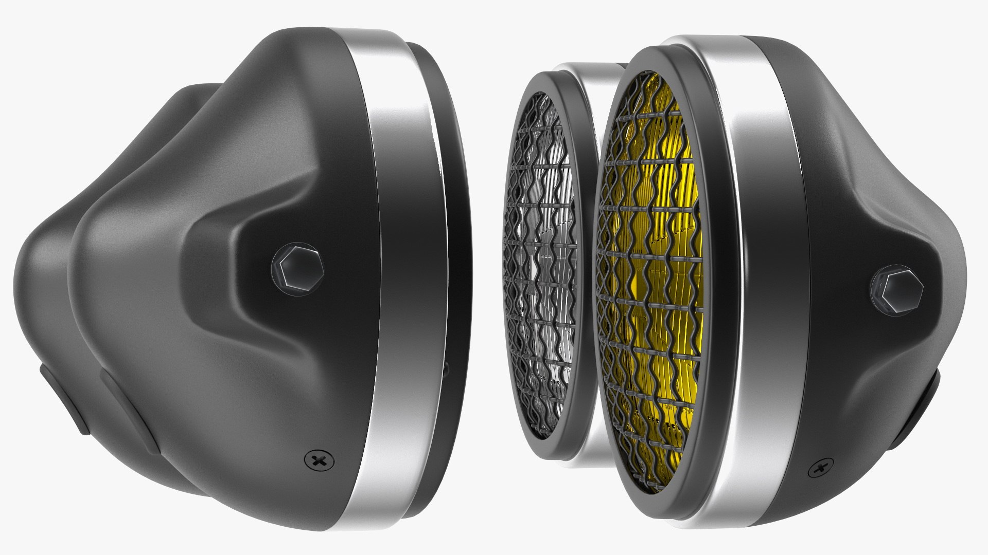 Motorcycle Headlight Pair With Mesh Grill 3D Model - TurboSquid 2270317