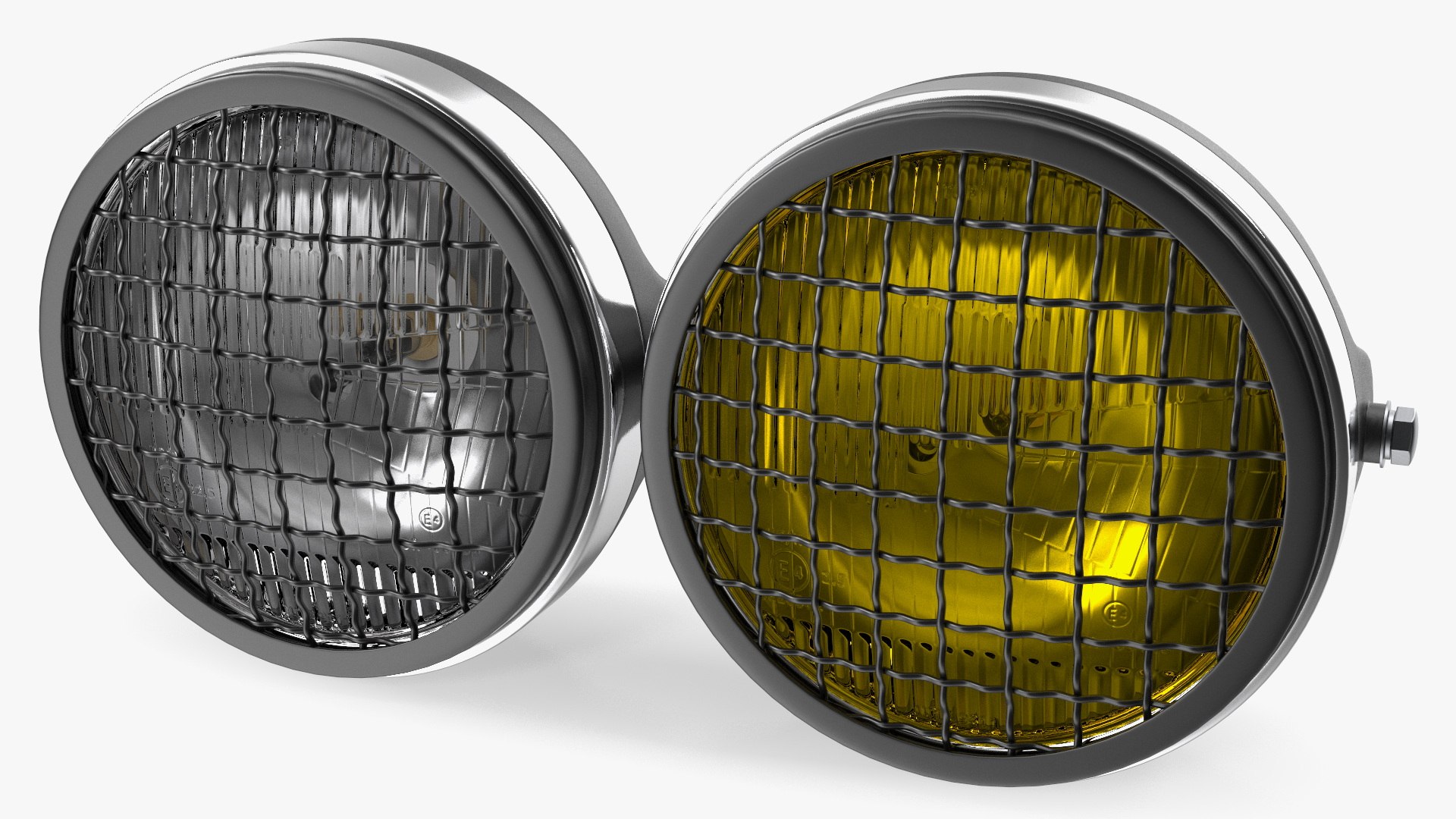 Motorcycle Headlight Pair With Mesh Grill 3D Model - TurboSquid 2270317