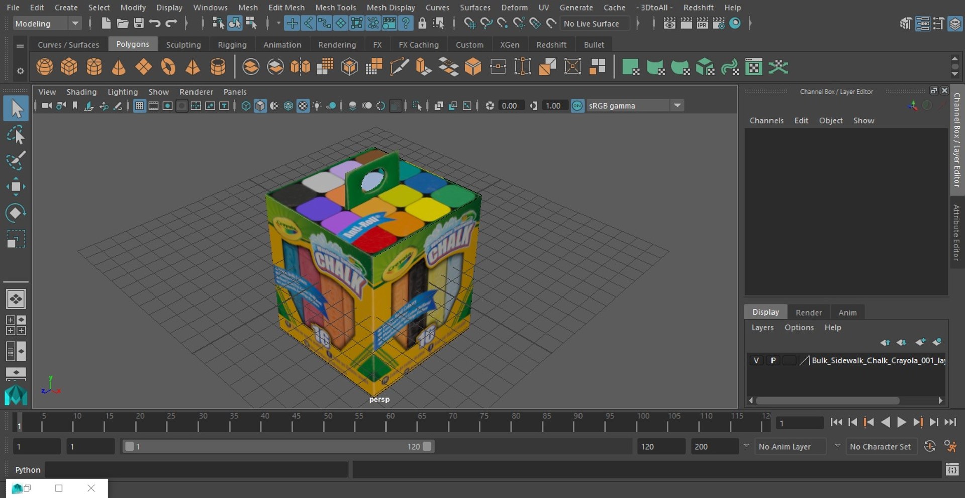 Sidewalk Chalk Box Crayola 3D Model - TurboSquid 2155082