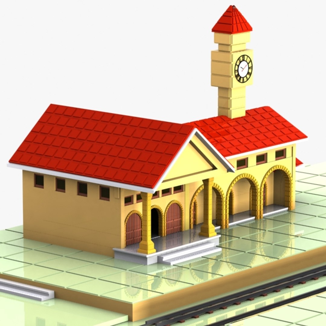 3d Car Train Station Model