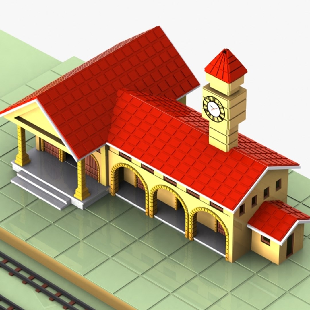 3d Car Train Station Model