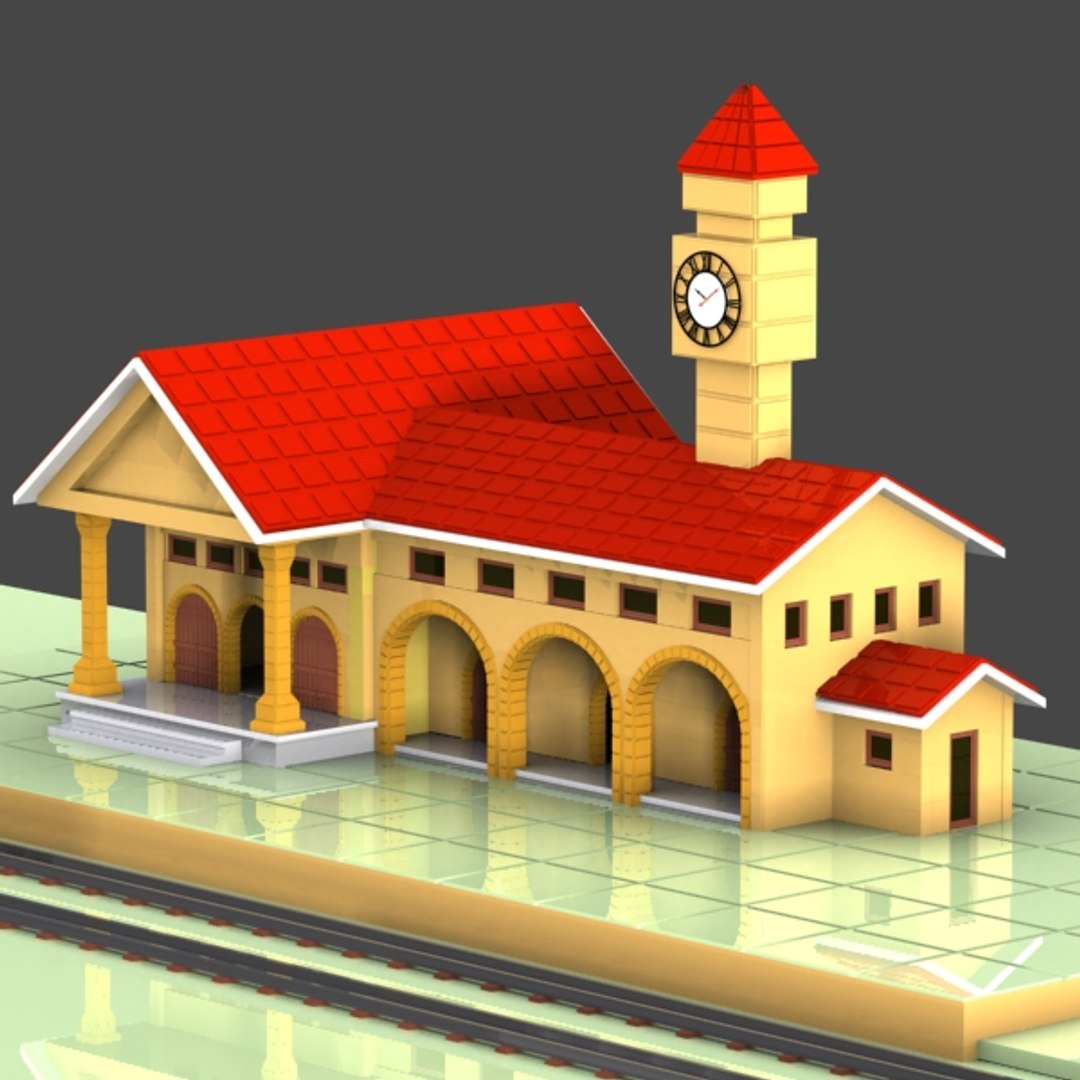 3d Car Train Station Model
