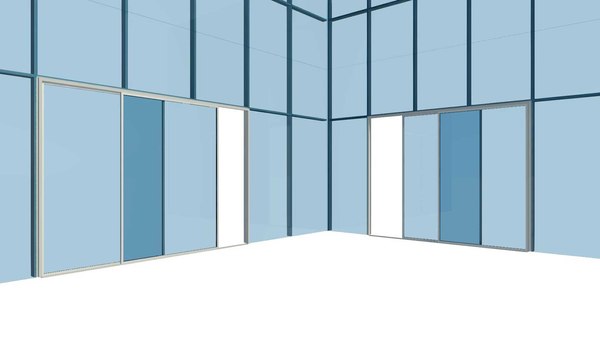 modelo 3d Double Sliding Door Curtain Wall Panel - TurboSquid 2063726