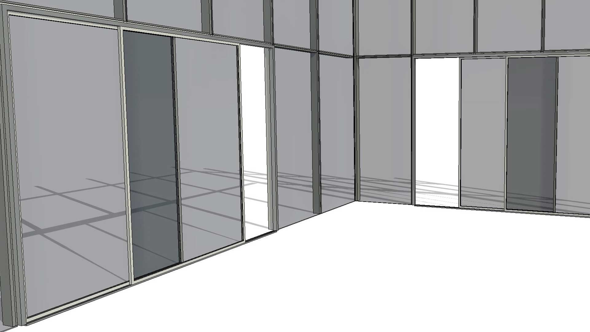 3D Double Sliding Door Curtain Wall Panel - TurboSquid 2063726
