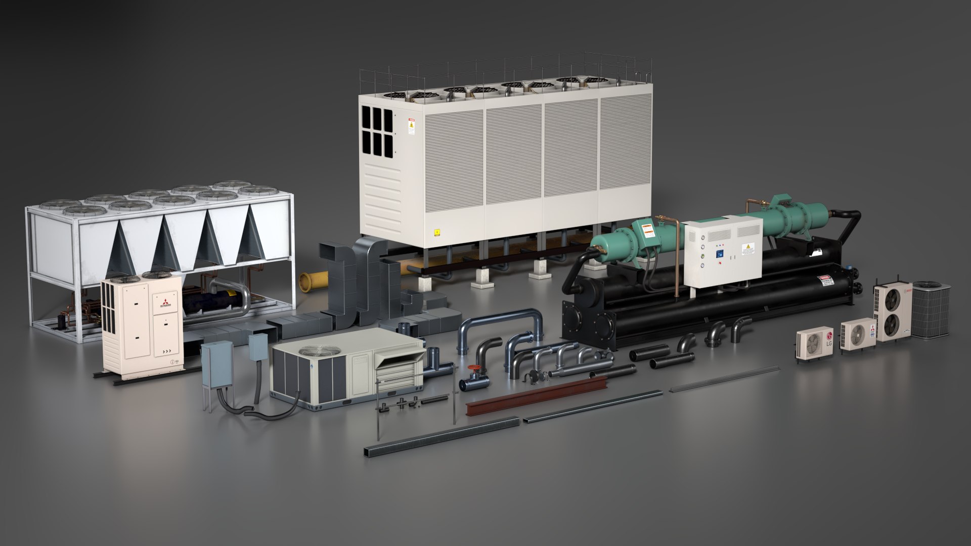 3D Air Conditioner Set 01 Model - TurboSquid 2080078