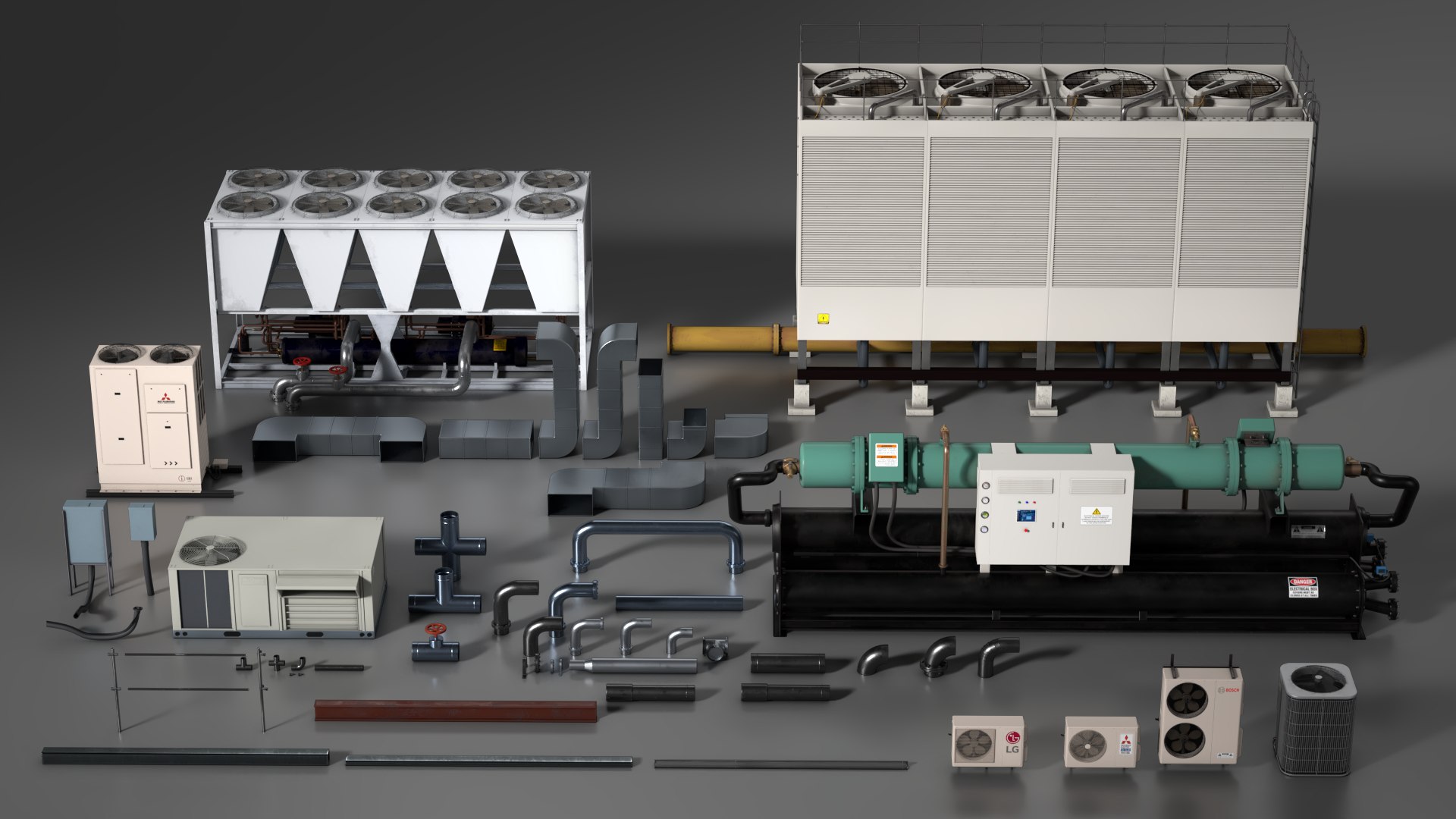 3D Air Conditioner Set 01 Model - TurboSquid 2080078