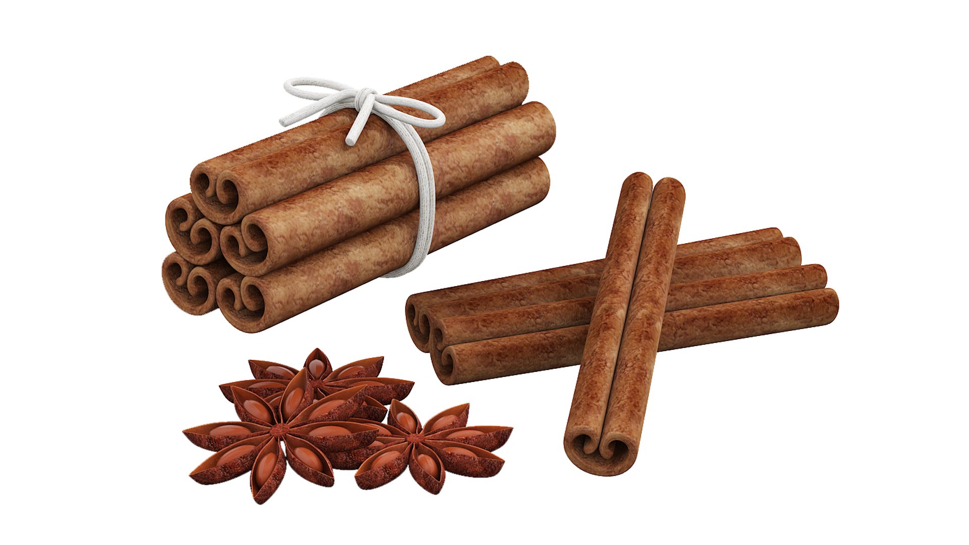 3D Cinnamon Sticks And Anise - TurboSquid 1901656