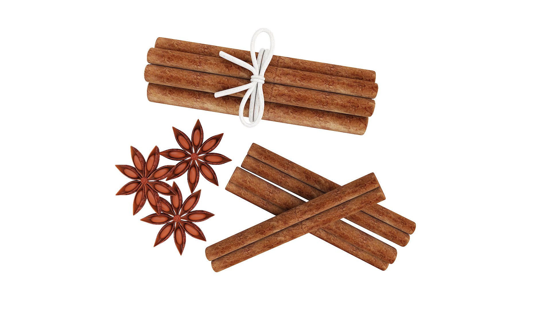 3D Cinnamon Sticks And Anise - TurboSquid 1901656