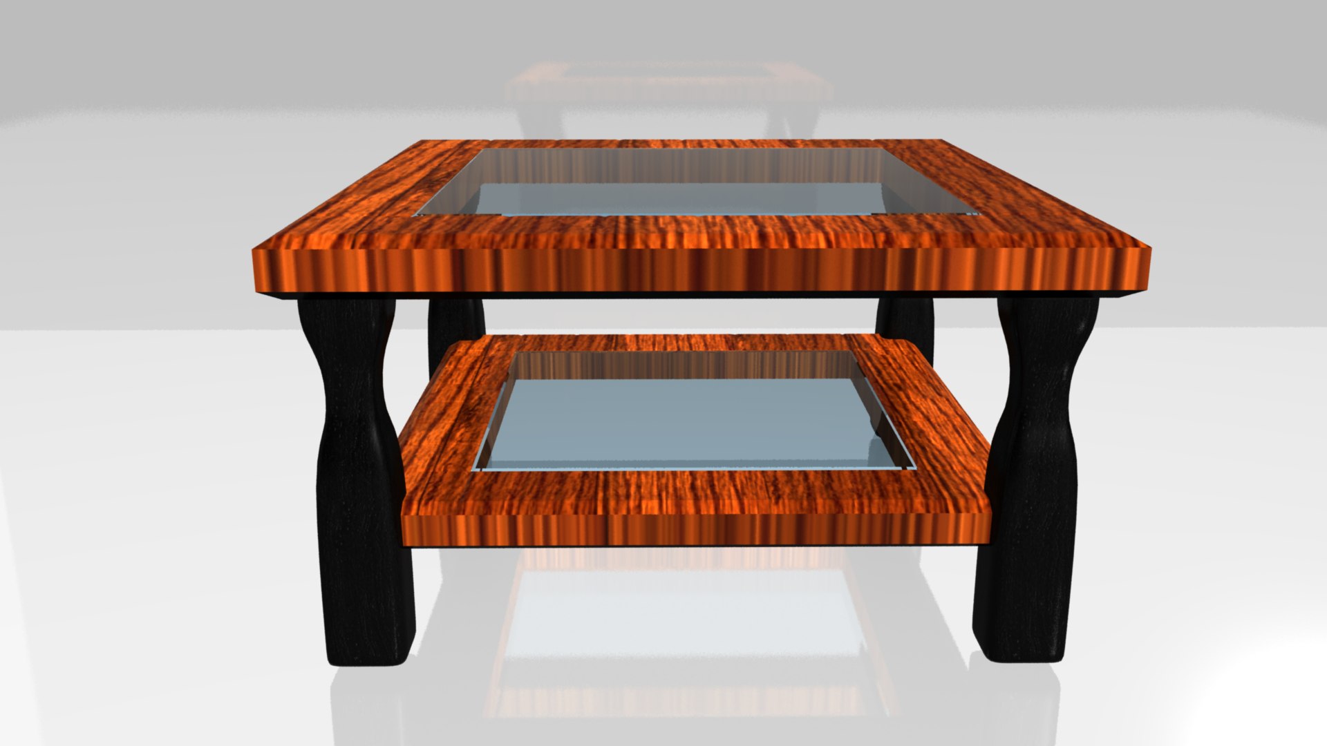 3d coffee table glass wood model